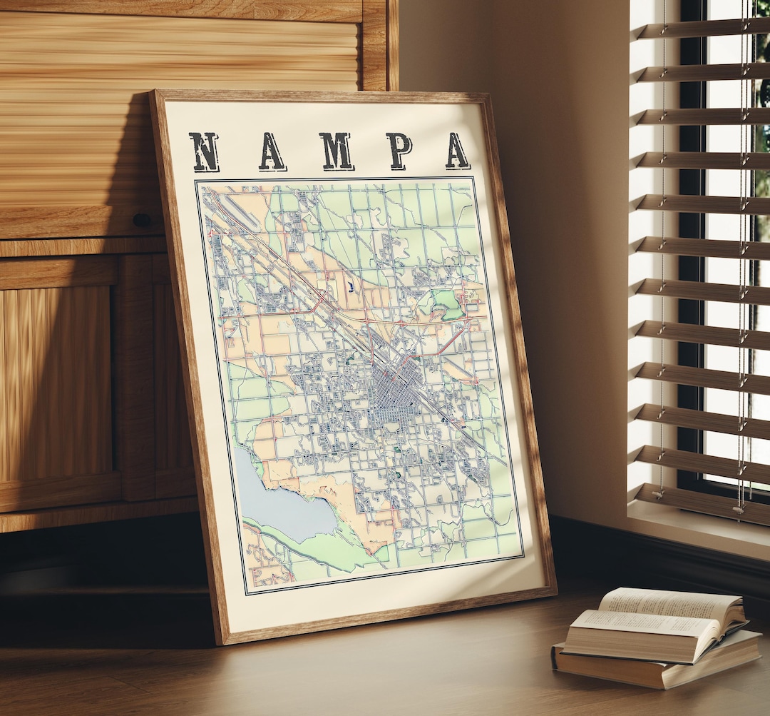 Antique Nampa Idaho Map Poster of Nampa Idaho Wall Art of Nampa ID ...