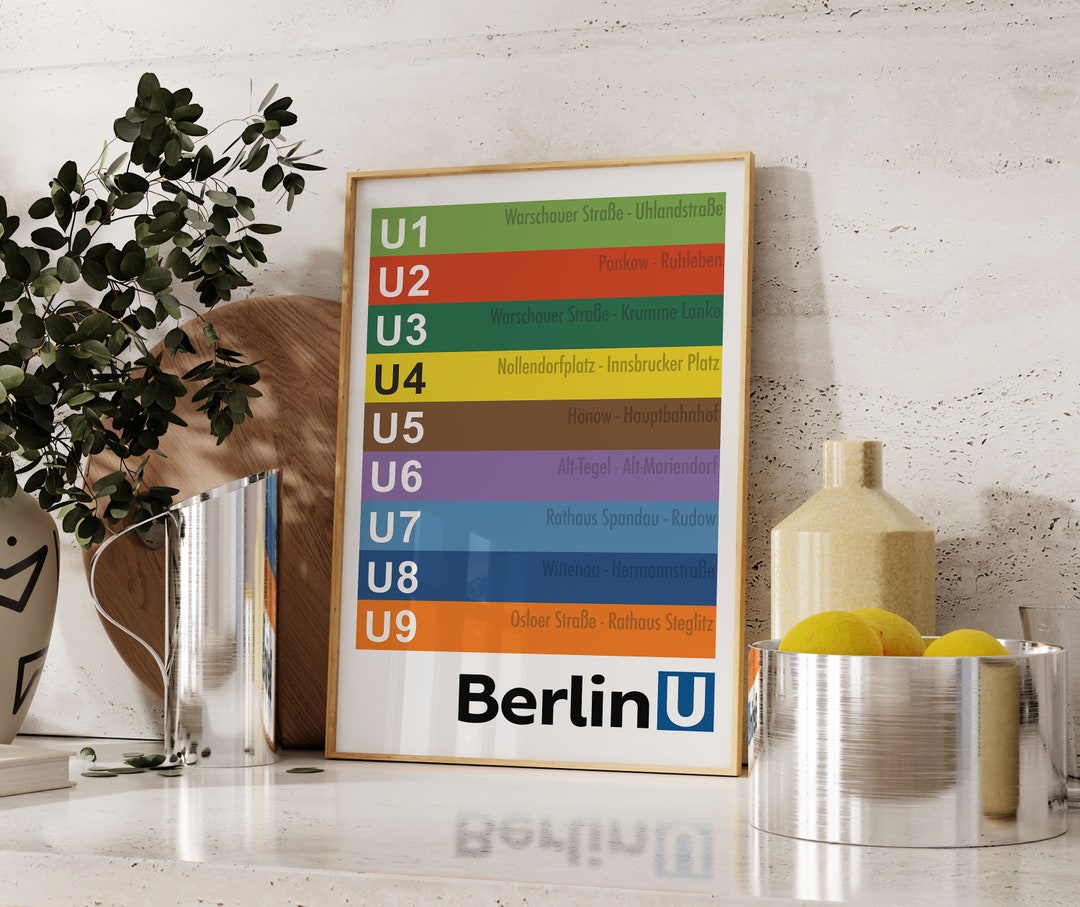 Berlin U-bahn Map Poster Berlin Rapid Transit Germany Gift for Him ...
