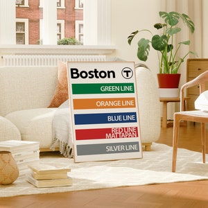 Minimal Boston Subway Print of Boston MBTA Map Poster of Boston Subway ...