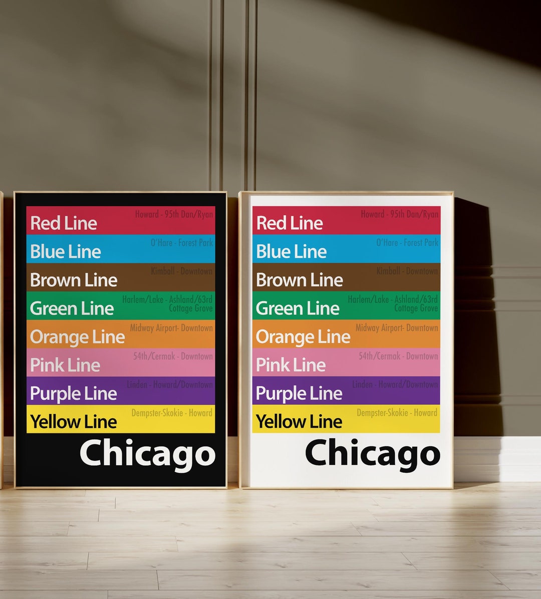 Chicago 'L' Train Map Art Print: Colorful Subway Poster - Etsy Canada