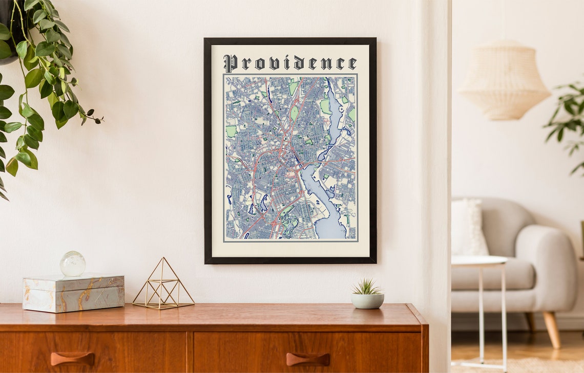 Providence Map Print Classic Map of Providence Providence - Etsy