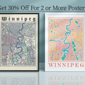 Winnipeg Map Poster, Classic Map of Winnipeg, Winnipeg Manitoba Print ...