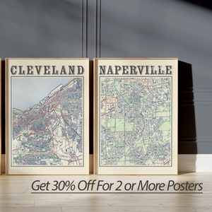Antique Naperville Illinois Map Poster of Naperville Vintage Home Décor ...