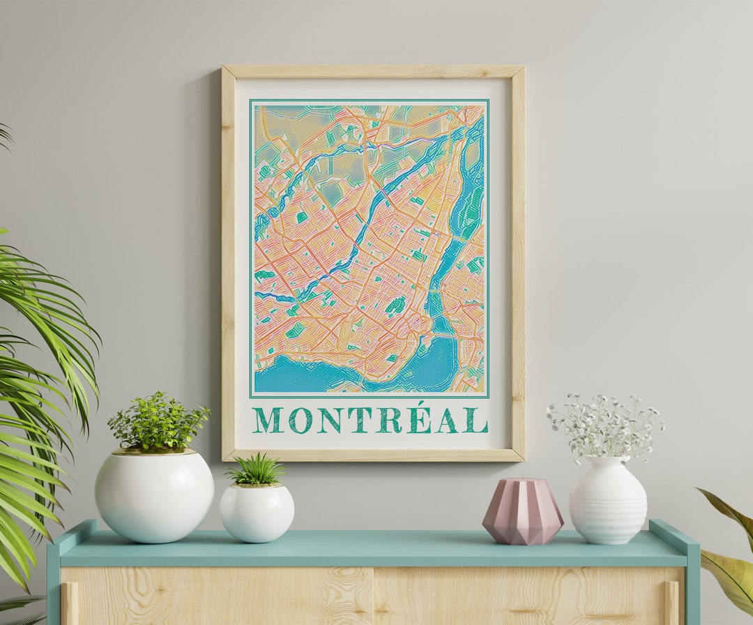 Watercolor Montreal Map Print of Montreal Quebec Painting Map of ...