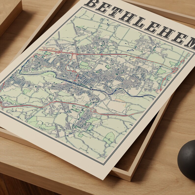 Antique Bethlehem Pennsylvania Map Art Print - Etsy