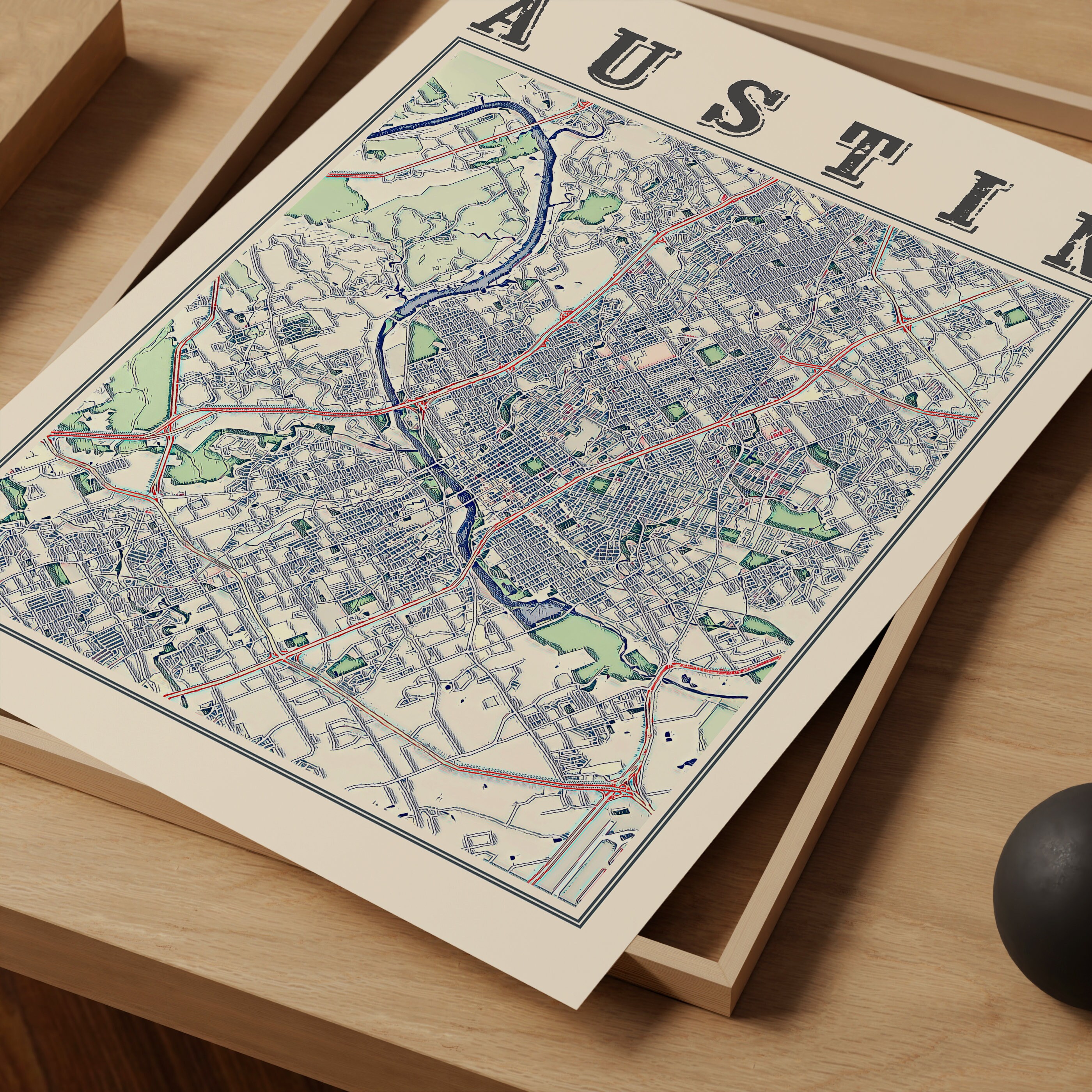 Antique Austin Map Poster of Austin Texas Classic Map of - Etsy
