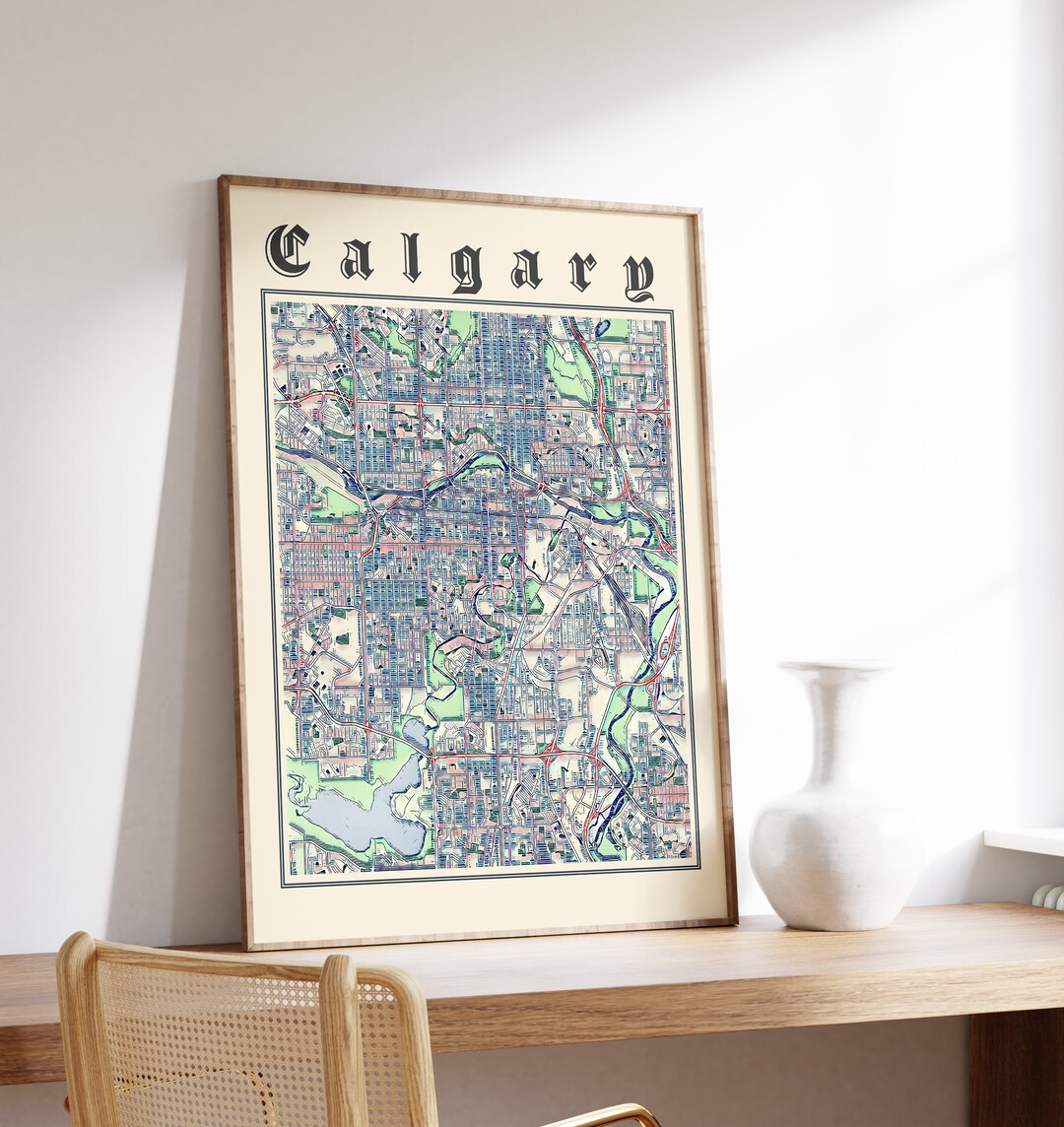 Calgary Map Poster, Classic Map of Calgary, Calgary Alberta Print ...