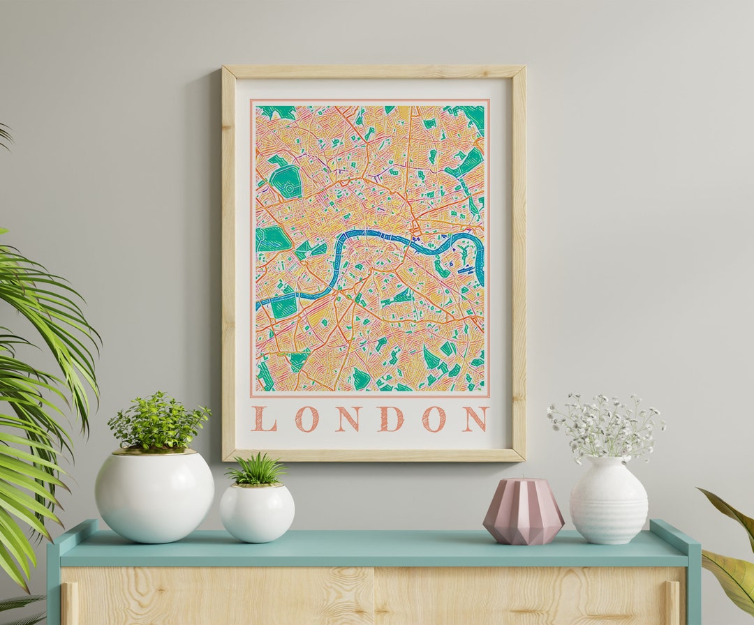 Watercolor London Map Print of London England Painting Map of London UK ...