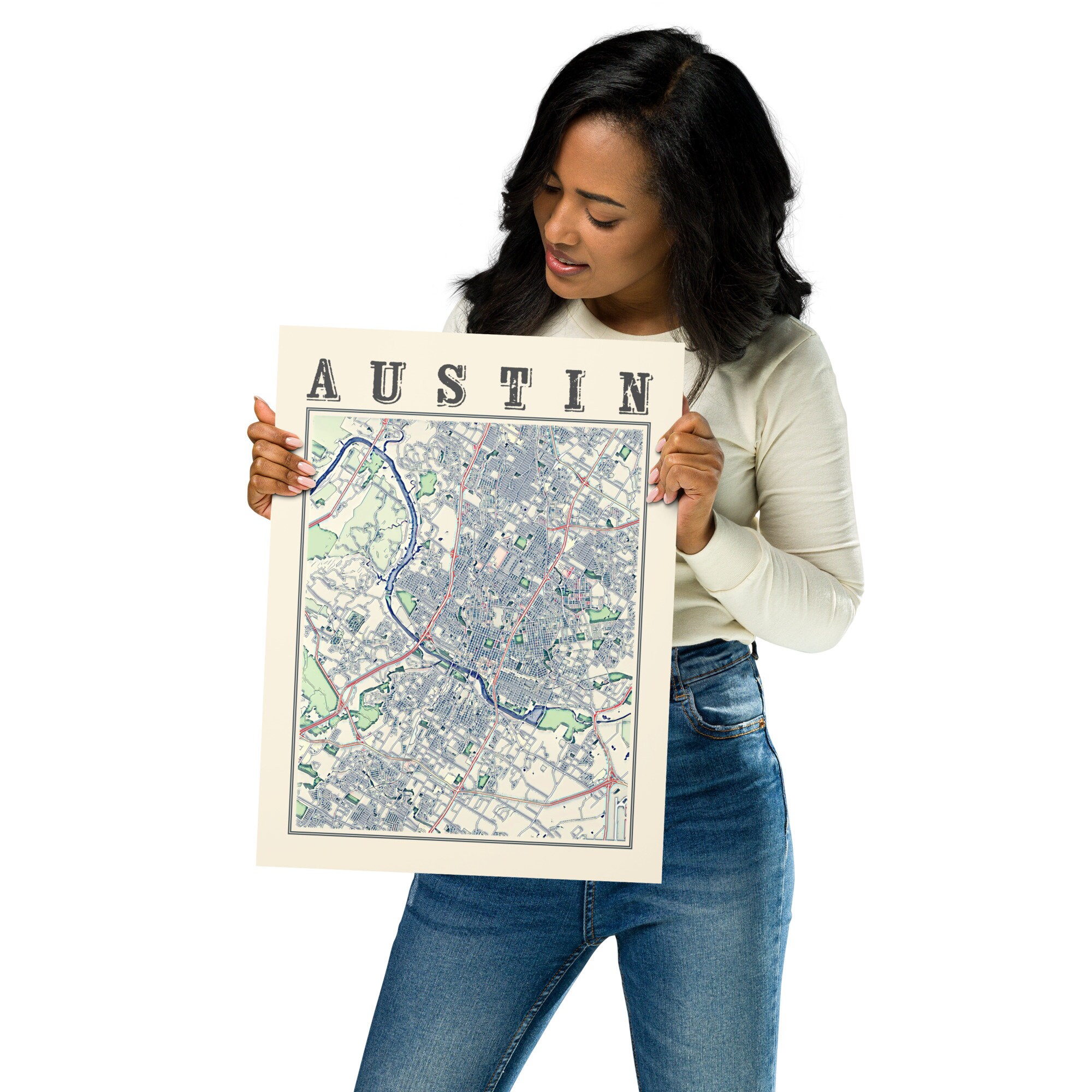 Antique Austin Map Poster of Austin Texas Classic Map of - Etsy