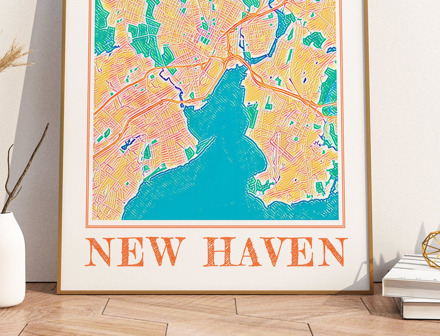 Watercolor New Haven Map Poster of New Haven Wall Art of - Etsy