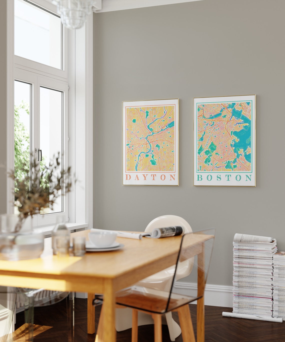 Watercolor Dayton Map Poster of Dayton Wall Art of Ohio Map of Dayton ...