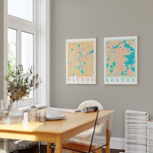 Watercolor Dayton Map Poster of Dayton Wall Art of Ohio Map of Dayton ...