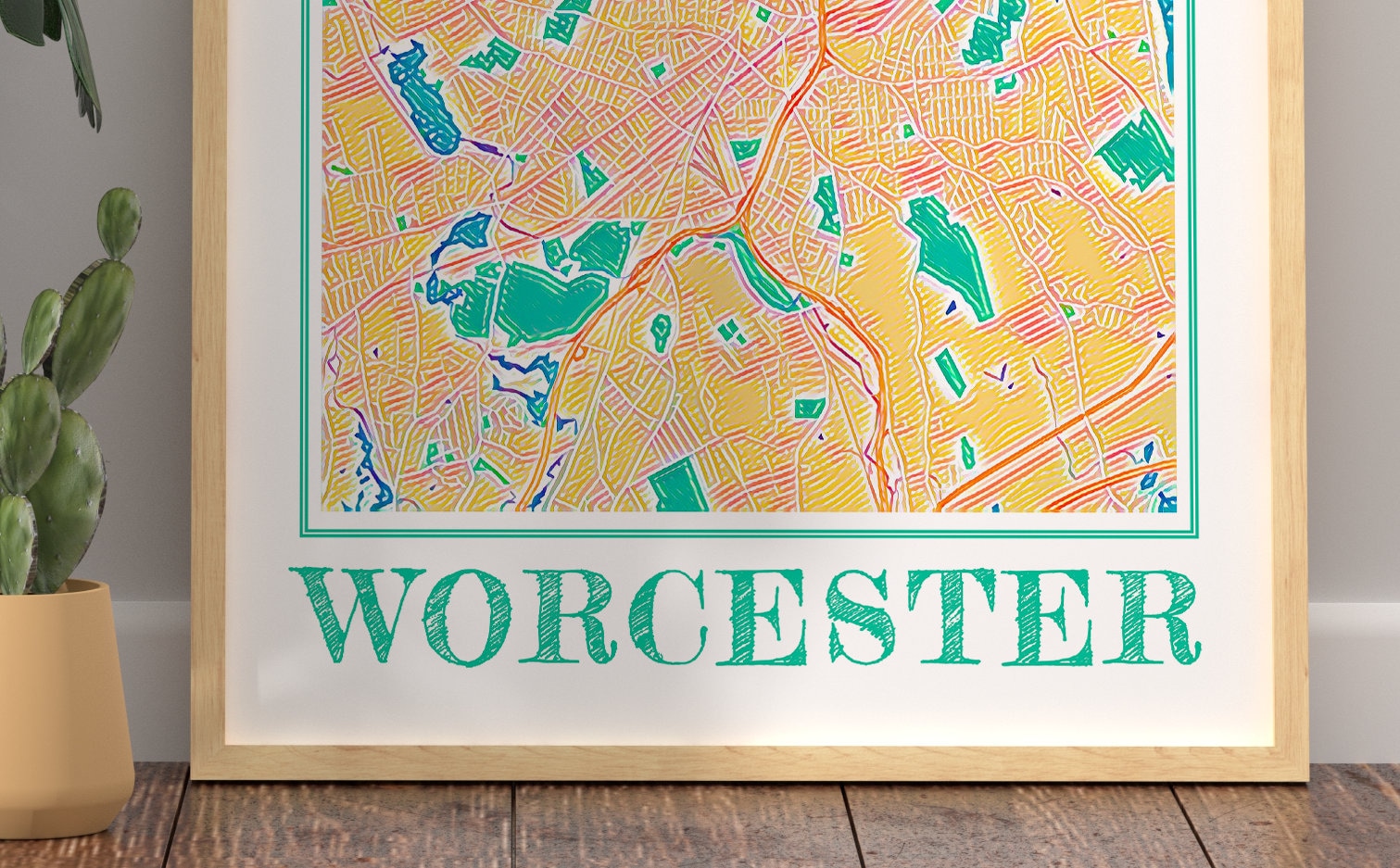 Watercolor Worcester Map Print of Worcester Massachusetts Painting Map ...