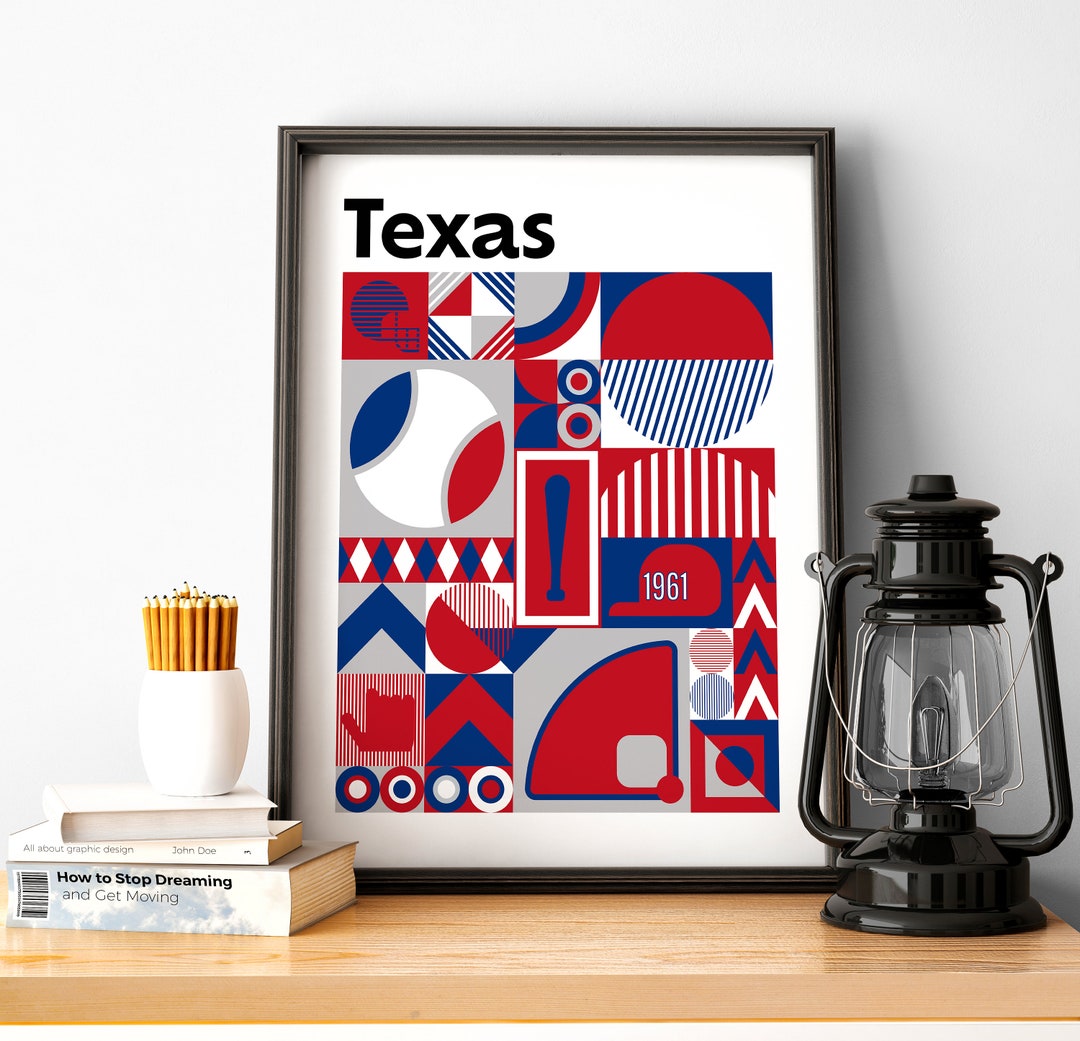 Texas Baseball Wall Art of Rangers Fan Gift of Texas Poster of Sports ...