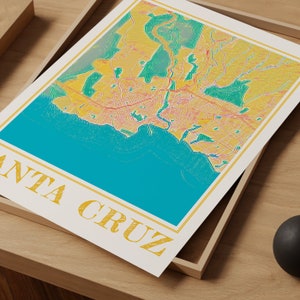 Watercolor Santa Cruz Map Art Print: California Home Decor - Etsy