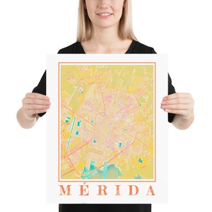 Watercolor Merida Mexico Map Poster of Merida Map of Merida Wall Art of ...