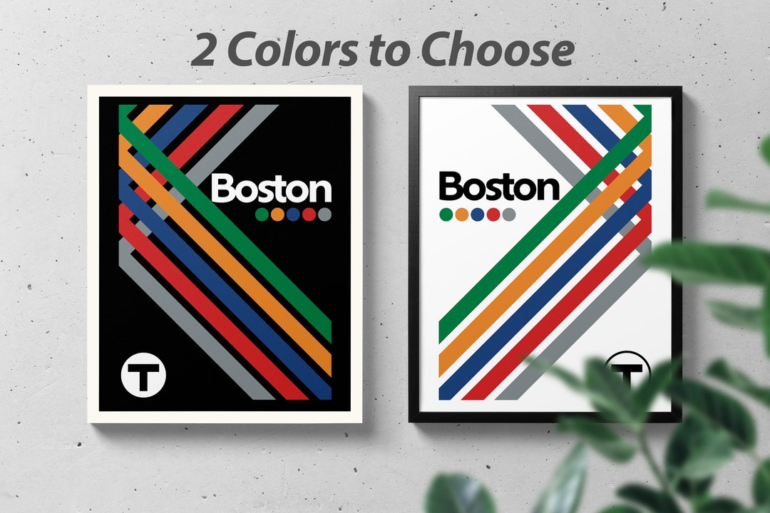 Boston Subway Poster, Boston T System Line Art, MBTA Subway, Minimalist ...
