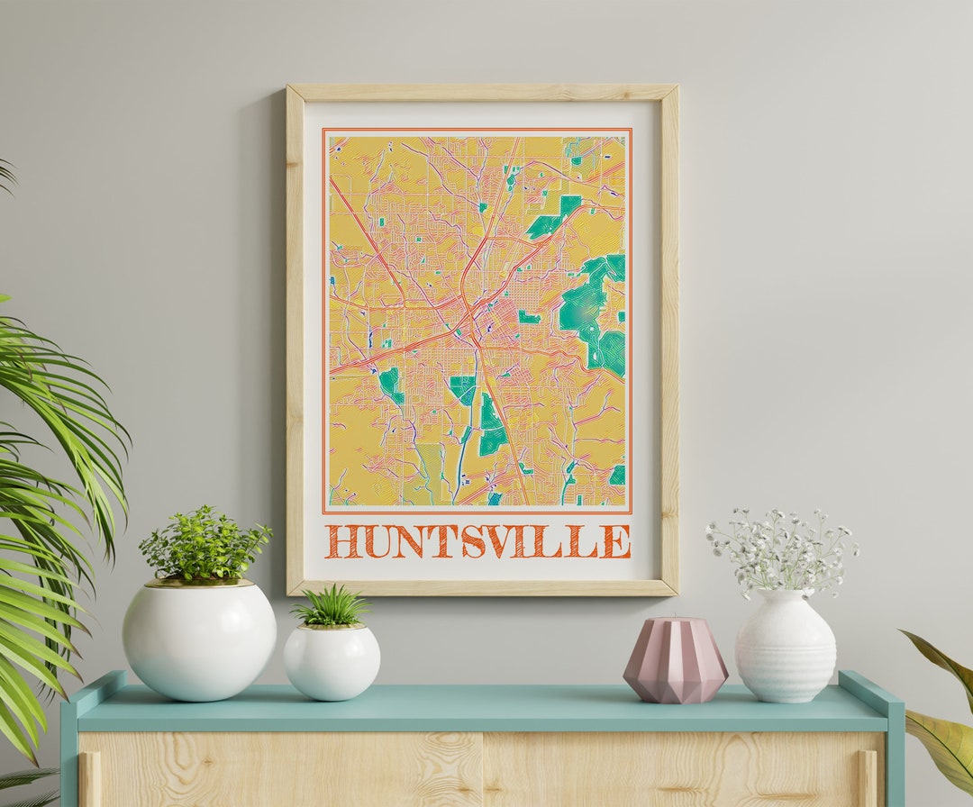 Watercolor Huntsville Map Print of Huntsville Alabama Painting Map of ...