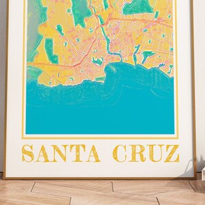 Watercolor Santa Cruz Map Art Print: California Home Decor - Etsy