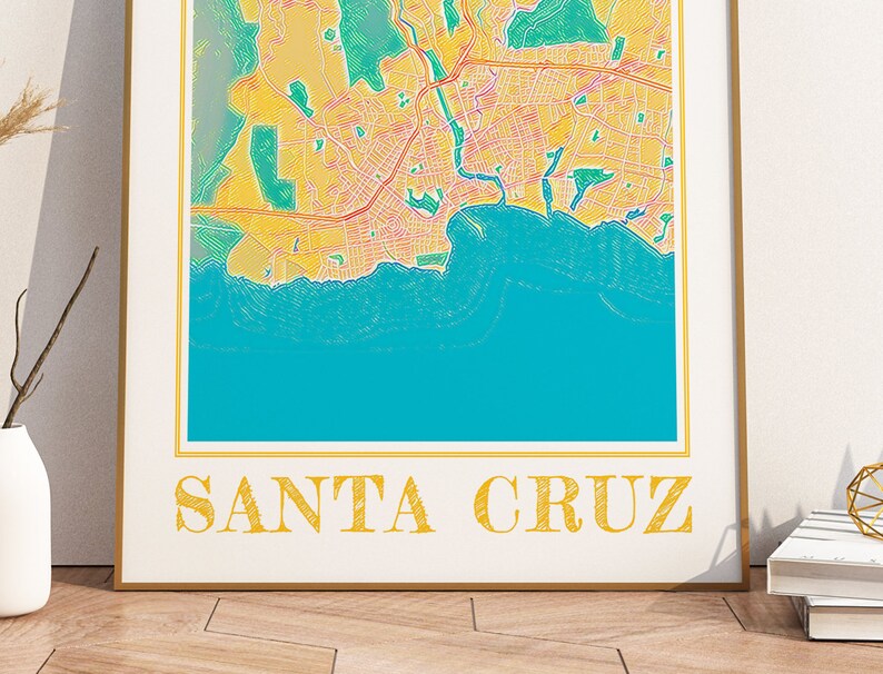 Watercolor Santa Cruz Map Art Print: California Home Decor - Etsy