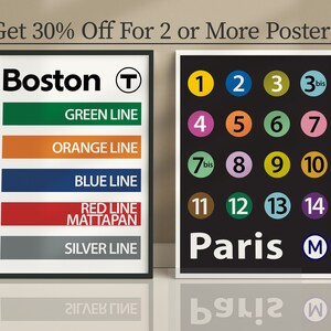 Minimal Boston Subway Print of Boston MBTA Map Poster of Boston Subway ...