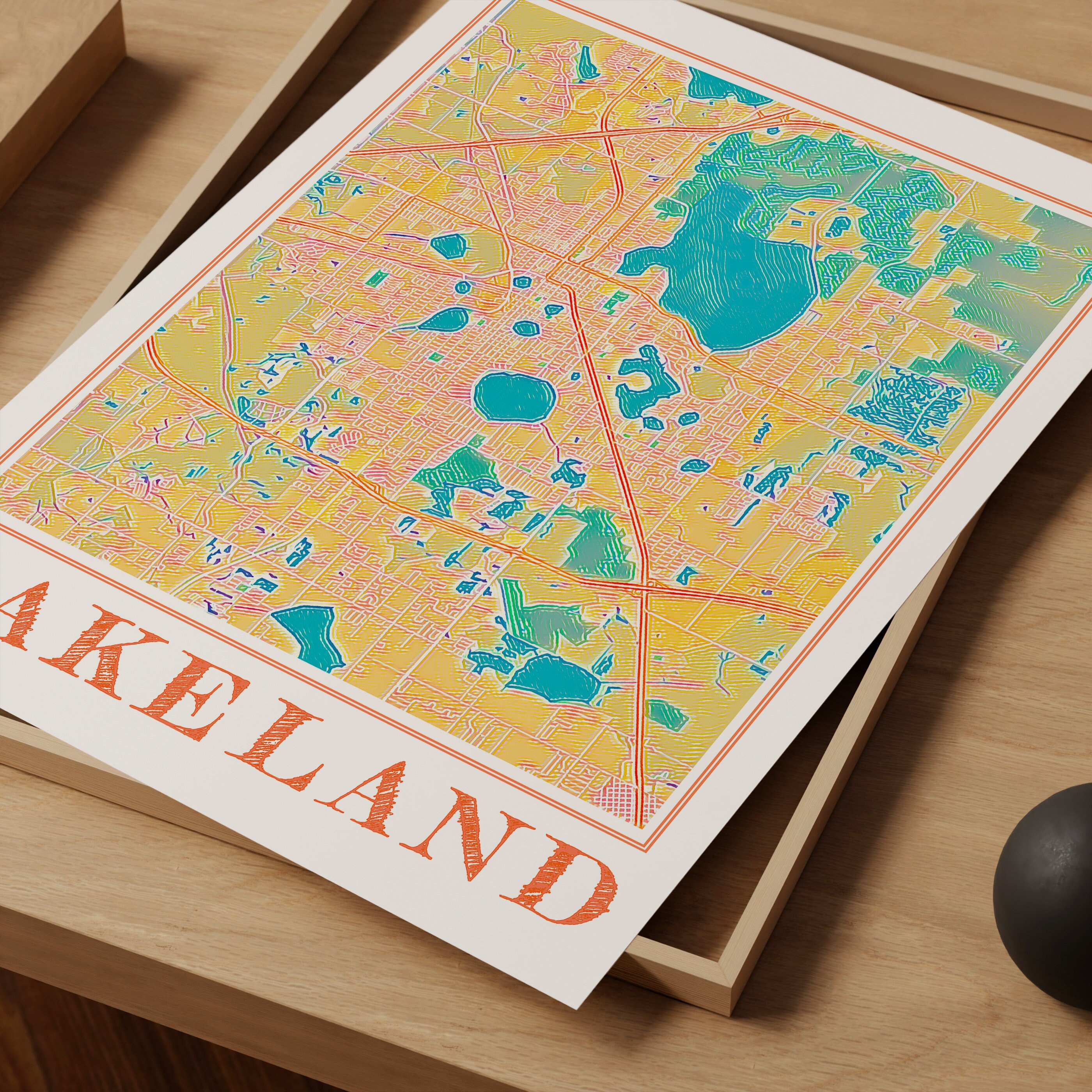 Watercolor Lakeland Florida Map Poster - Lakeland Wall Art Print, City ...