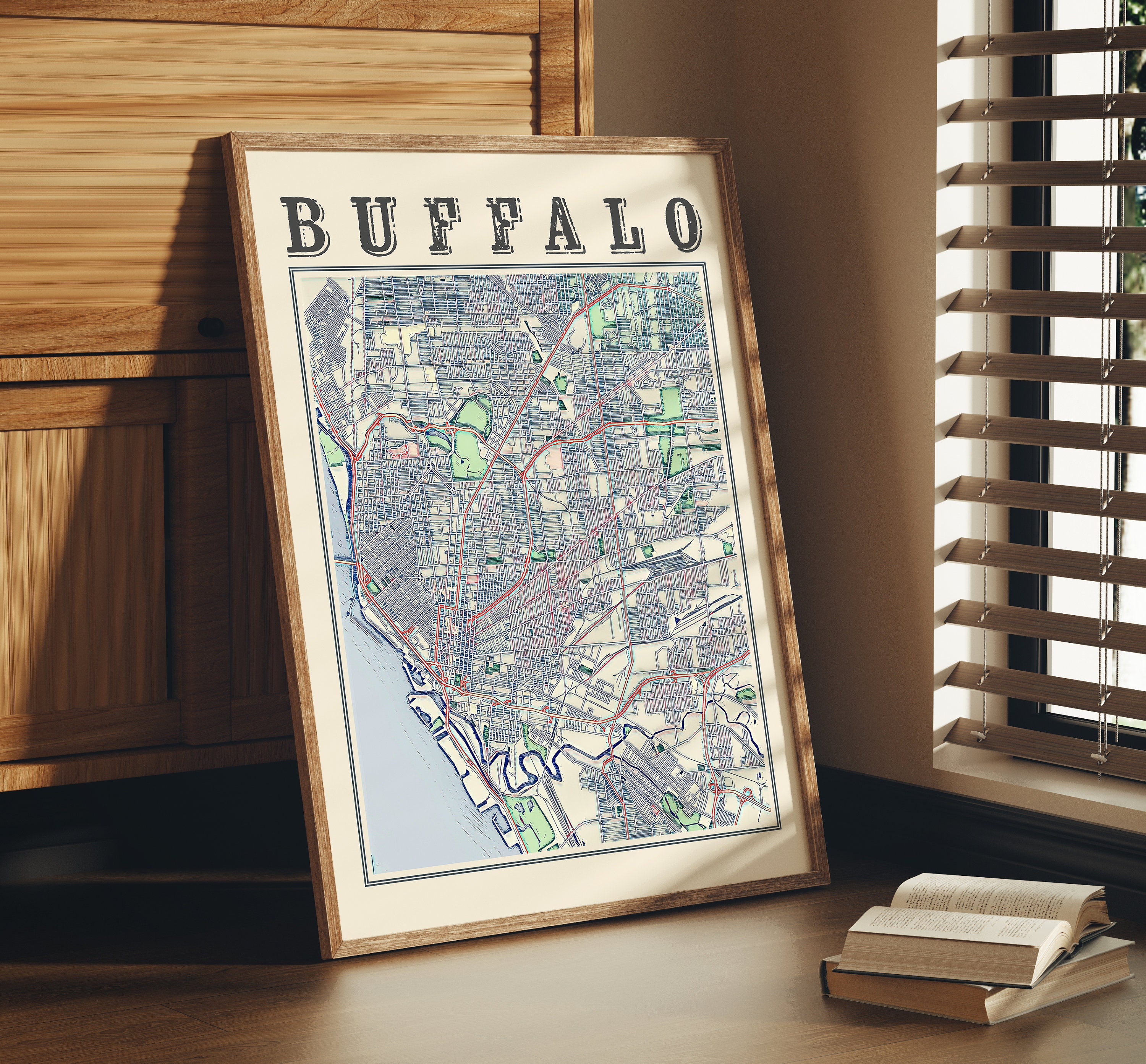Antique Buffalo Map Poster of Buffalo New York Classic Map of - Etsy