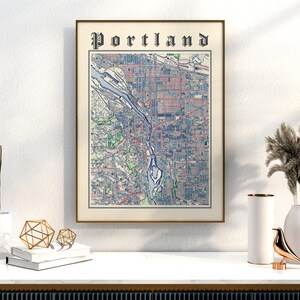 Portland Map Print, Classic Map of Portland, Portland Poster, Portland ...