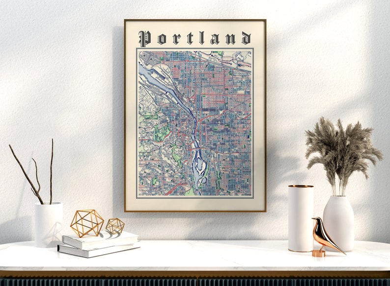 Portland Map Print, Classic Map of Portland, Portland Poster, Portland ...