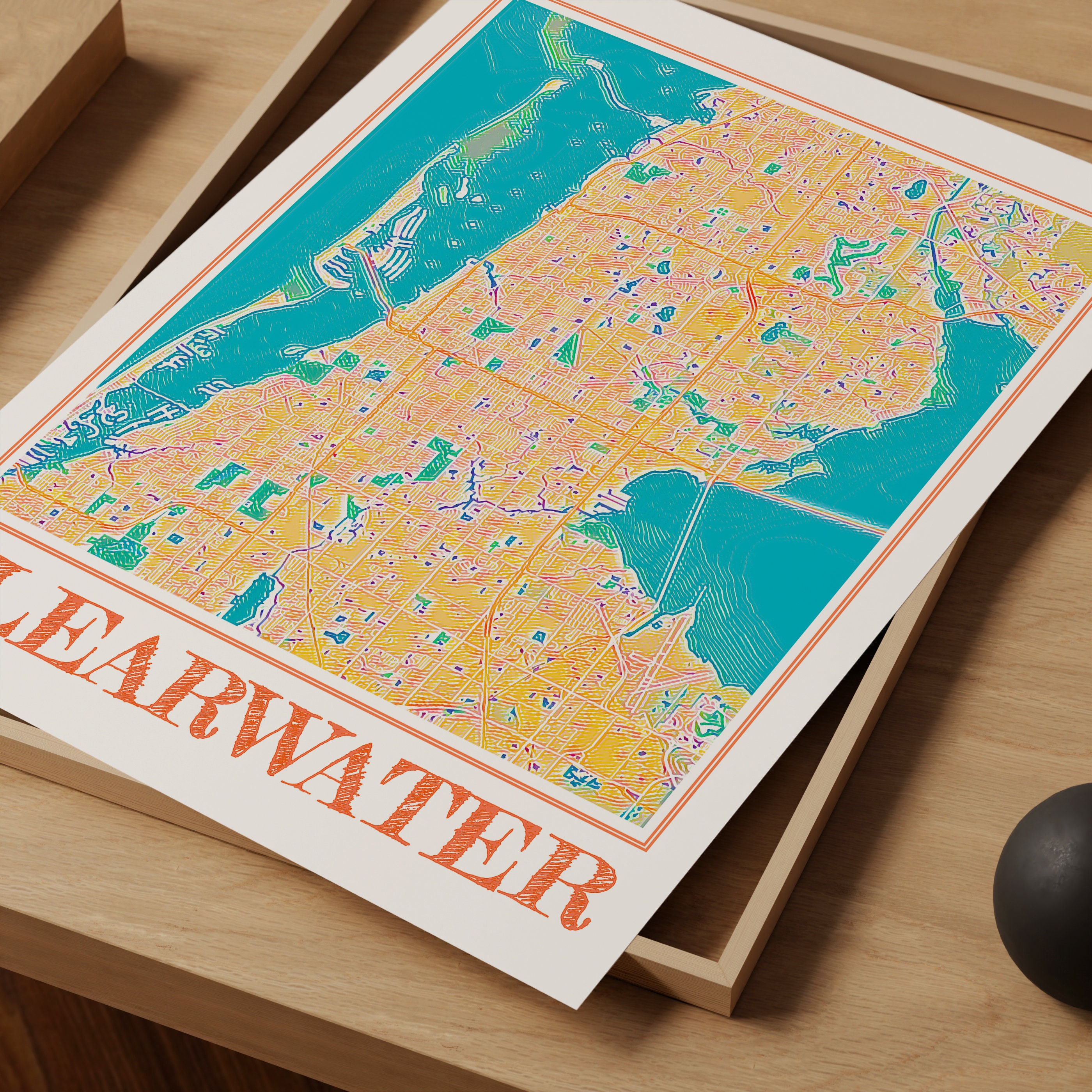 Watercolor Clearwater Map Poster of Clearwater Wall Art of - Etsy