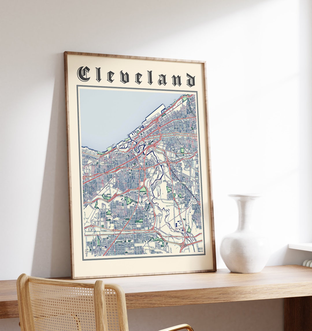 Cleveland Map Print of Cleveland Classic Map of Cleveland Poster of ...