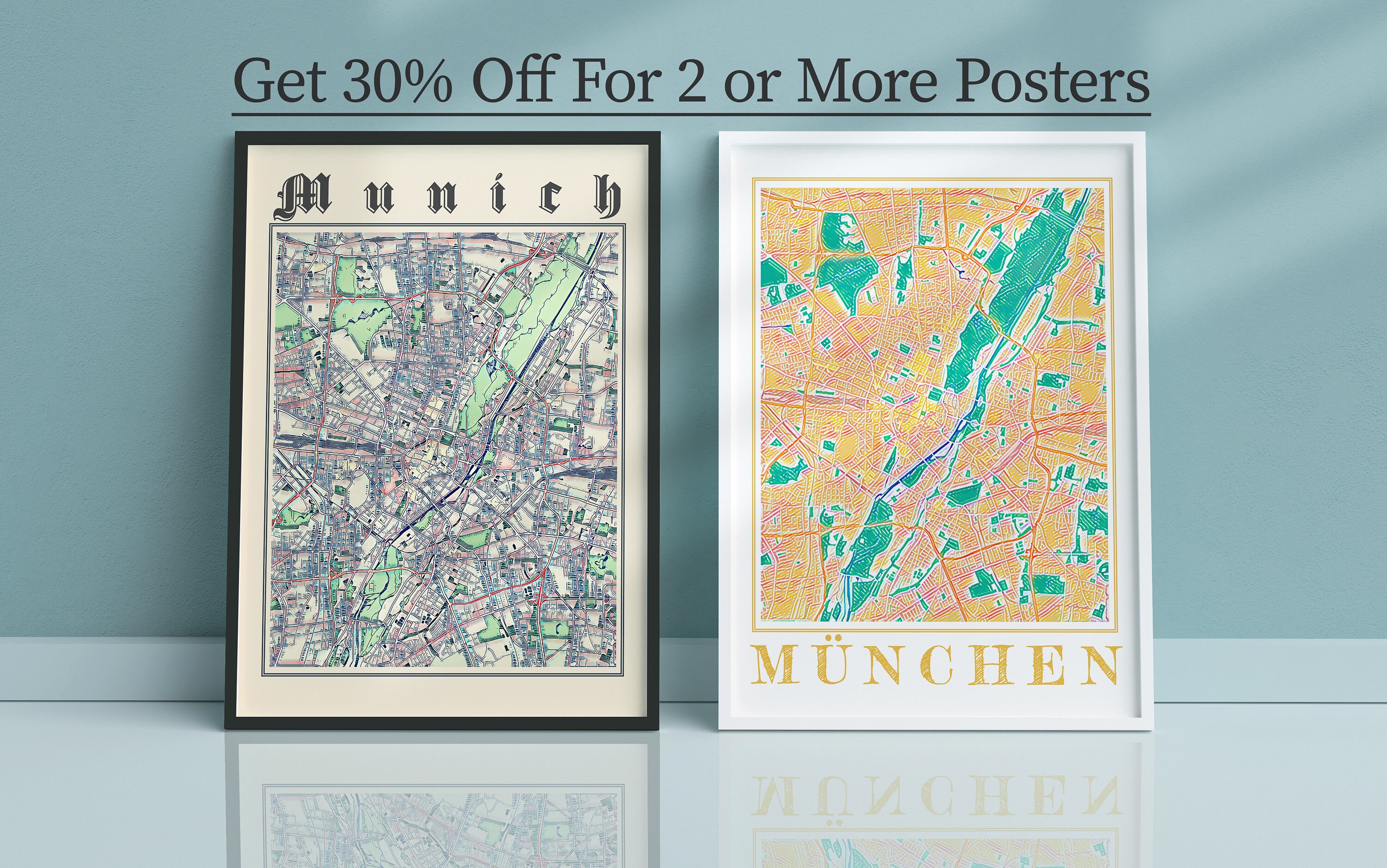 Munich Map Print Classic Map of Munich Munich Poster Munich - Etsy