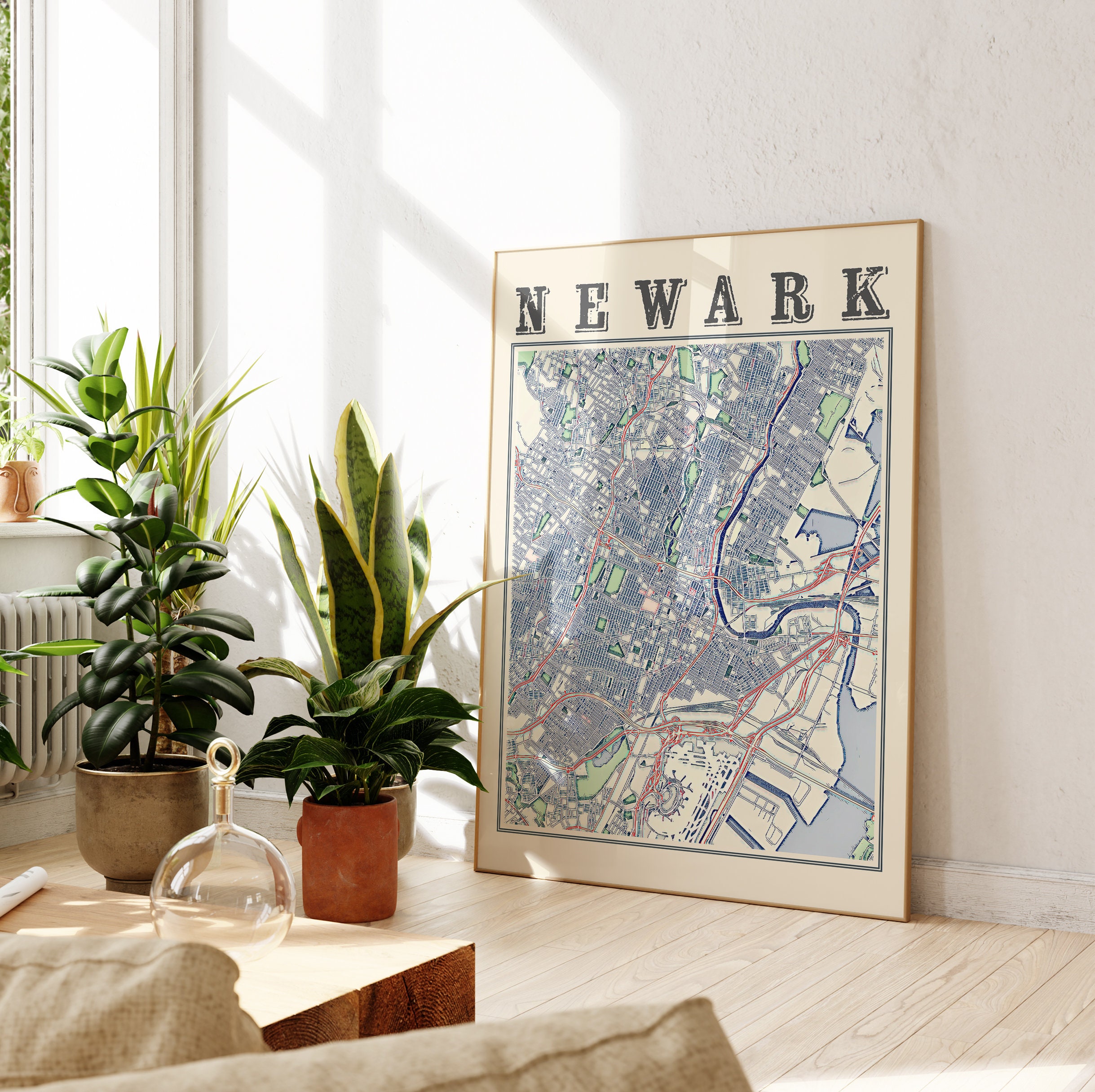 Antique Newark Map Poster of Newark New Jersey Classic Map of - Etsy