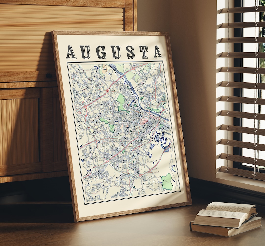 Antique Augusta Map Poster of Augusta Georgia Classic Map of Augusta ...