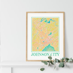 Watercolor Johnson City Tennessee Map Art Print - Etsy