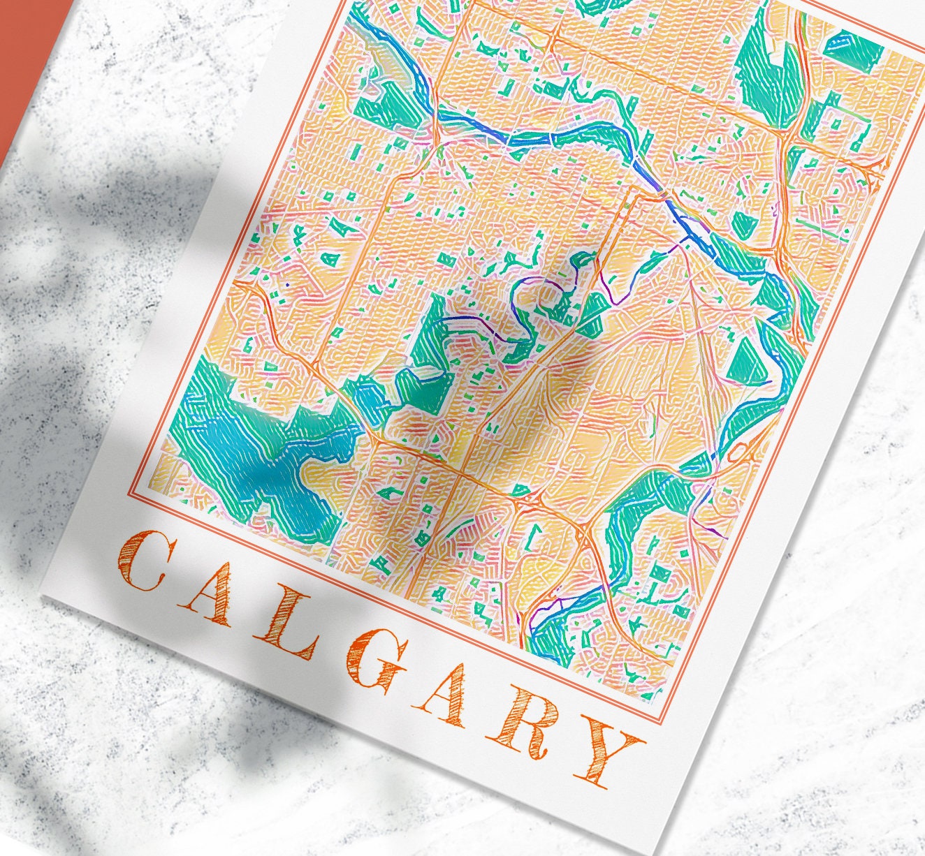 Watercolor Calgary Map Print of Calgary Alberta Painting Map - Etsy