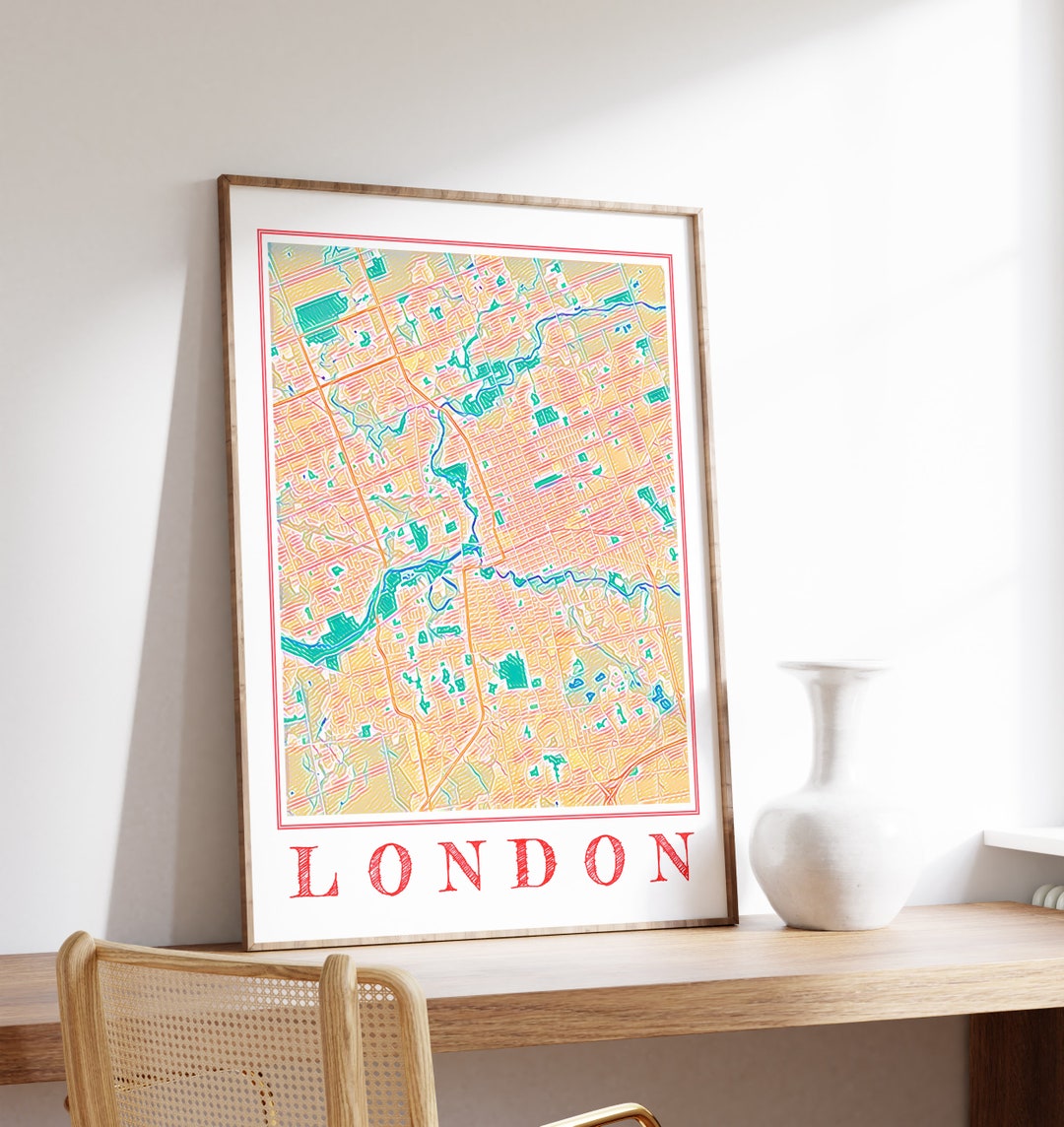 Watercolor London Map Print of London Ontario Painting Map of London ...