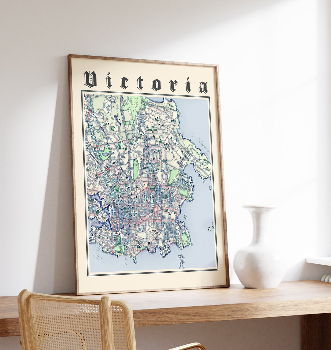Victoria Map Poster, Classic Map of Victoria, Victoria British Colombia ...