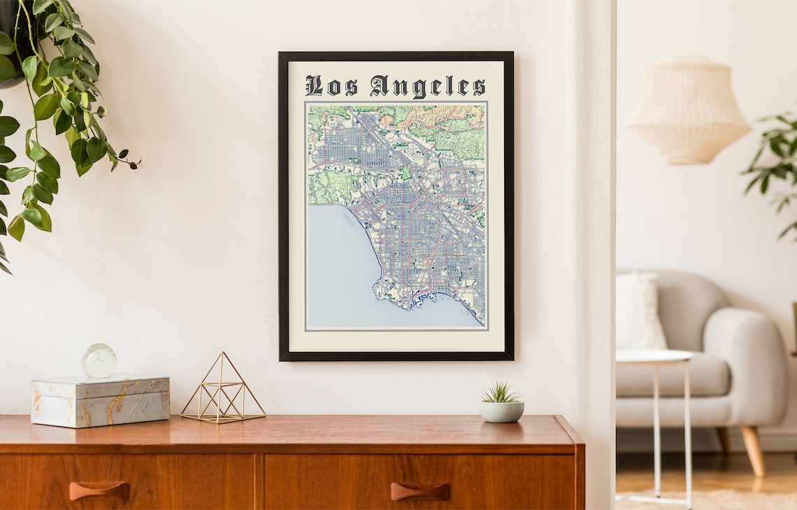 Los Angeles Map Print Classic Map of Los Angeles LA Map Los - Etsy