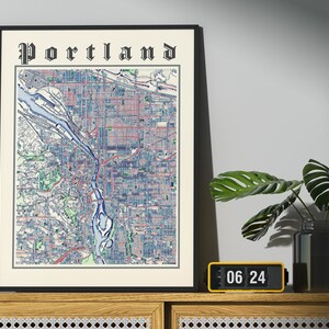 Portland Map Print, Classic Map of Portland, Portland Poster, Portland ...