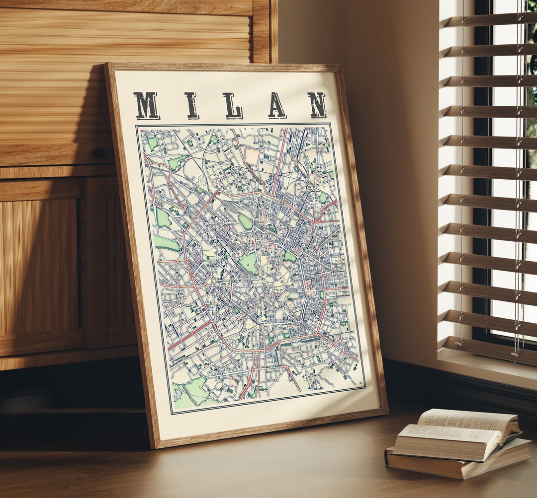 Antique Milan Map Poster of Milan Italy Classic Map of Milan Print of ...