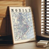 Mobile Bay Map, Alabama - Etsy