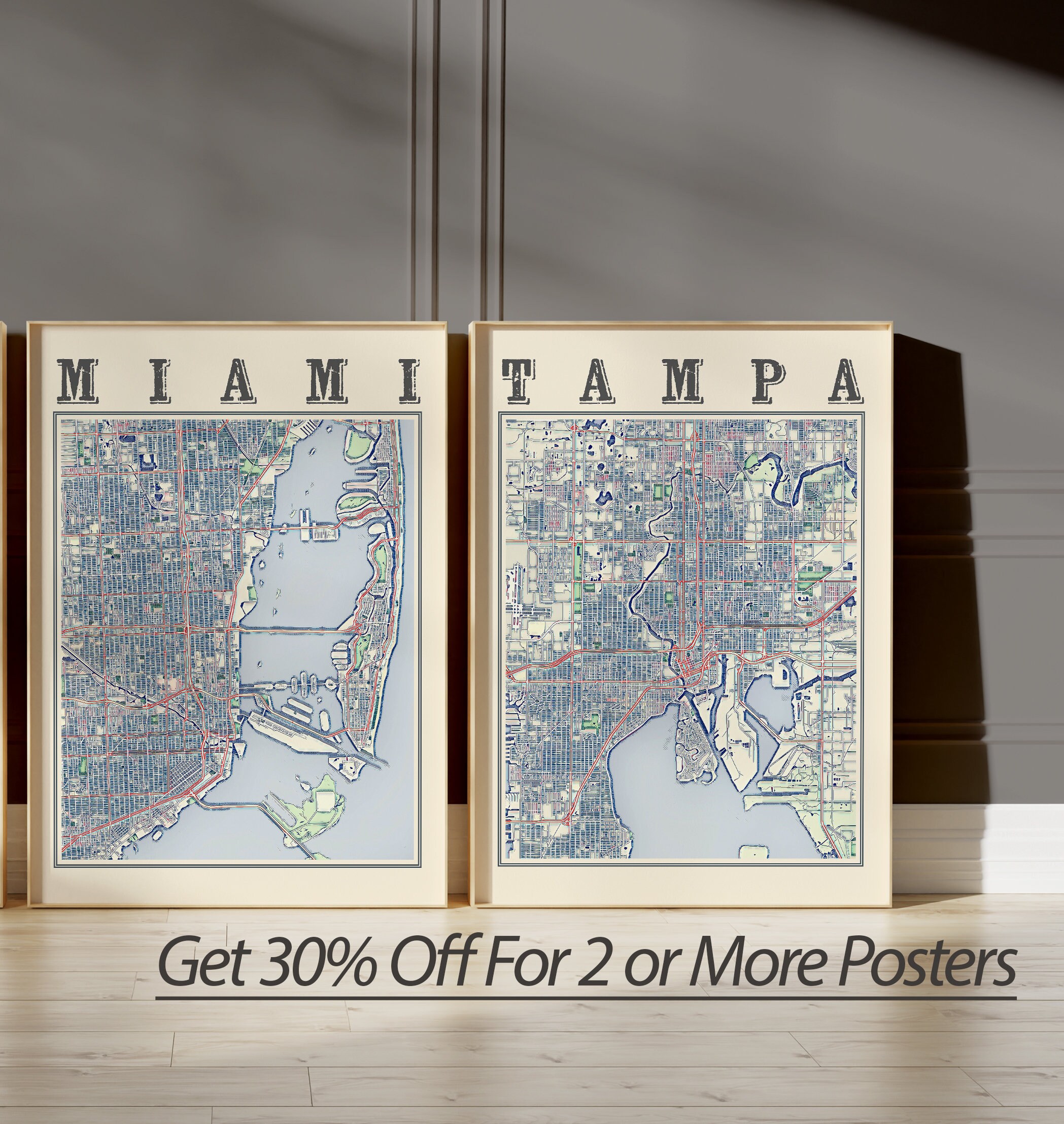 Antique Miami Map Poster of Miami Florida Classic Map of Miami - Etsy