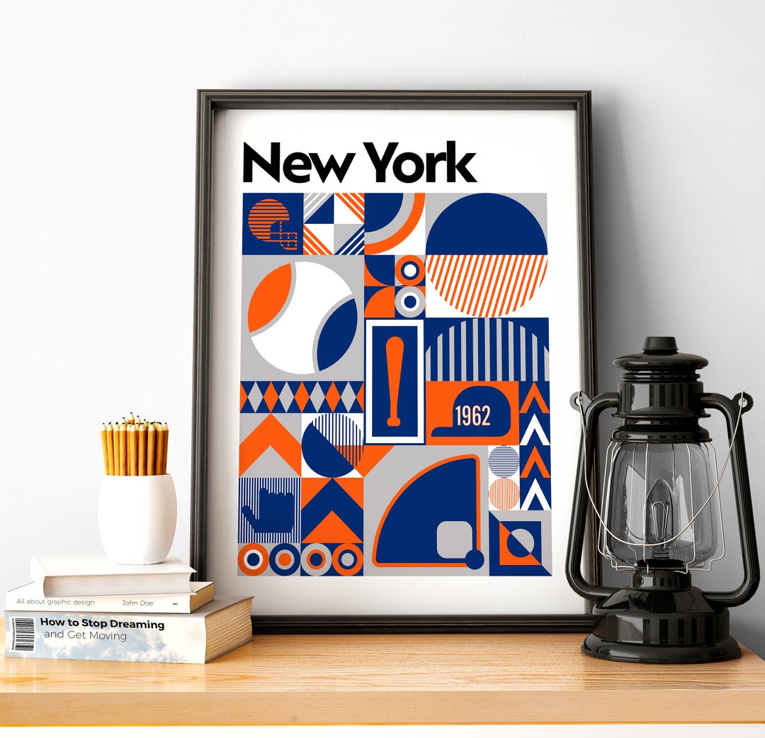 New York Baseball Wall Art of Mets Fan Gift of New York Poster of MLB ...