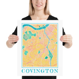Watercolor Covington Map Poster of Covington Kentucky Map of Covington ...