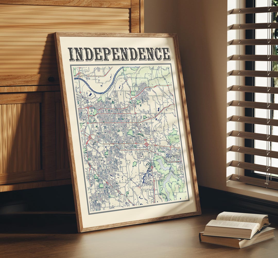 Antique Independence MO Map Art Print: Classic City Souvenir - Etsy