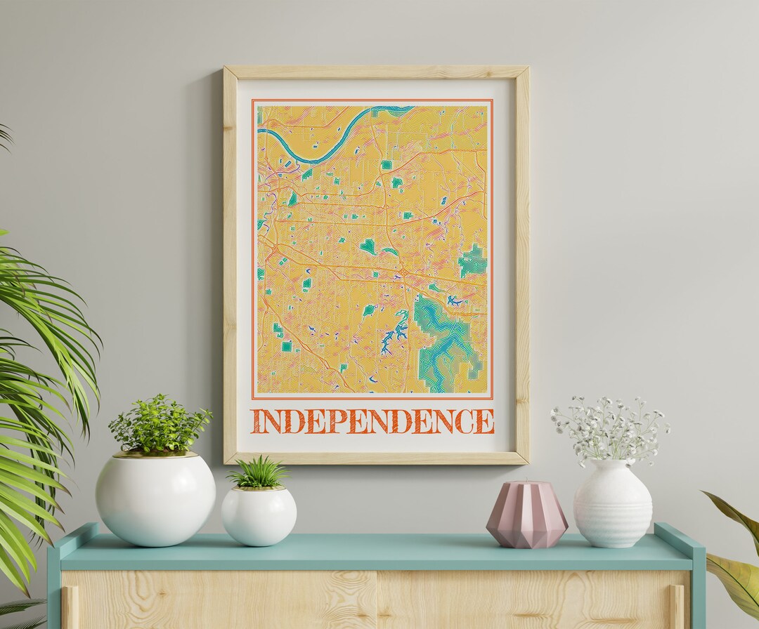 Watercolor Independence MO Map Poster of Independence Missouri Map of ...