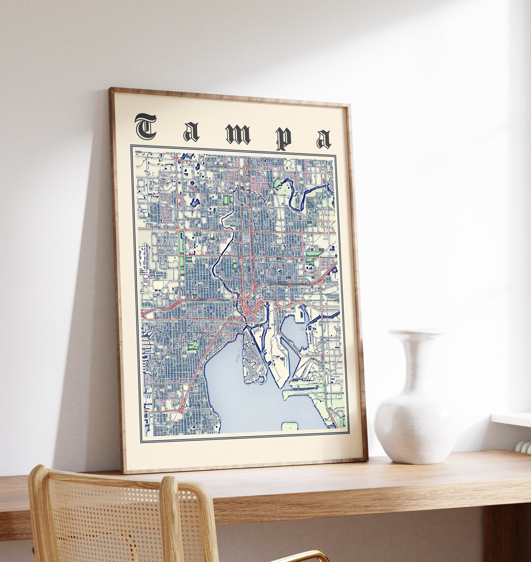 Tampa Bay Map Print, Classic Map of Tampa Bay, Tampa Bay Poster, Tampa ...