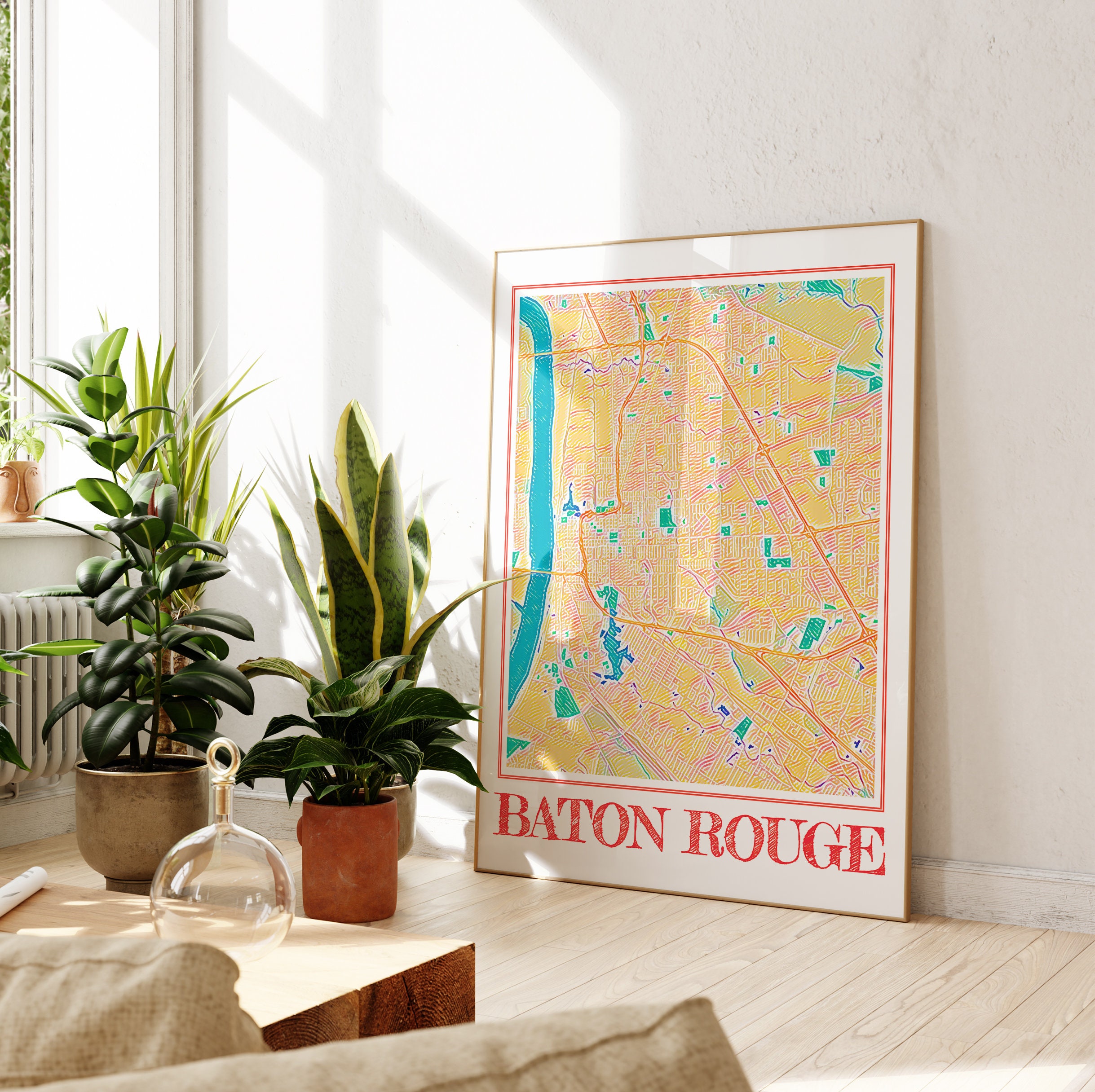 Watercolor Baton Rouge Map of Baton Rouge Print of Baton Rouge - Etsy