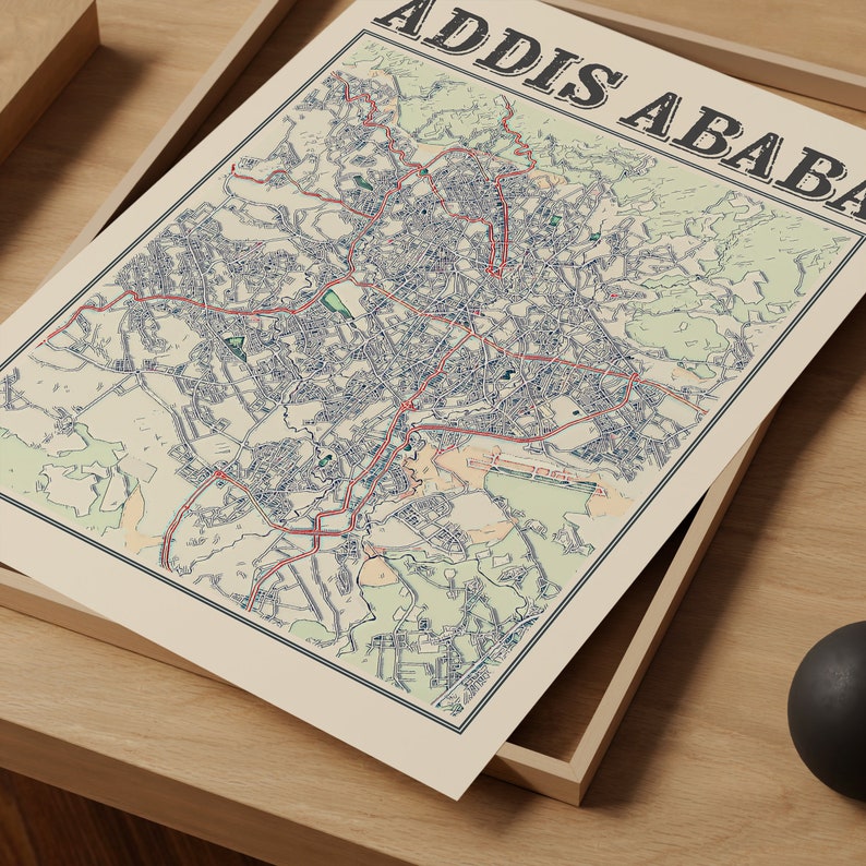 Antique Addis Ababa Map Art Print: Ethiopia City Souvenir - Etsy